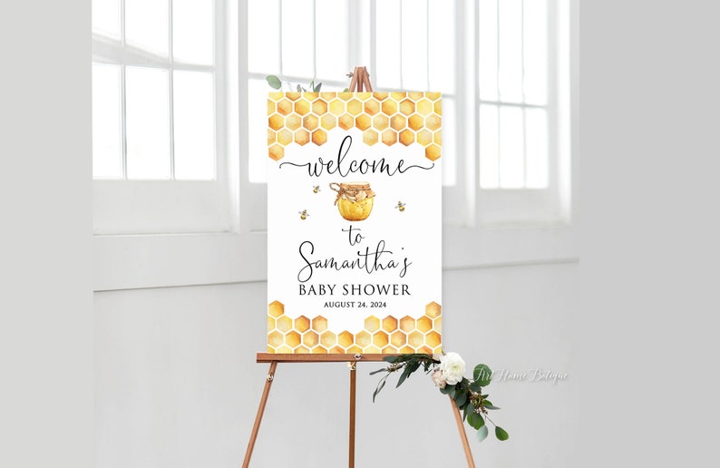 Honey Bee Baby Shower Sign Bee Baby Shower Welcome Sign - Etsy