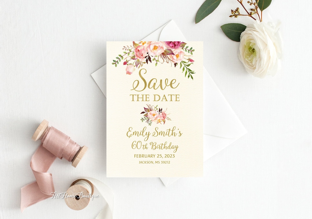 Save the Date for a Birthday Party, Birthday Save the Date, Ivory Save ...