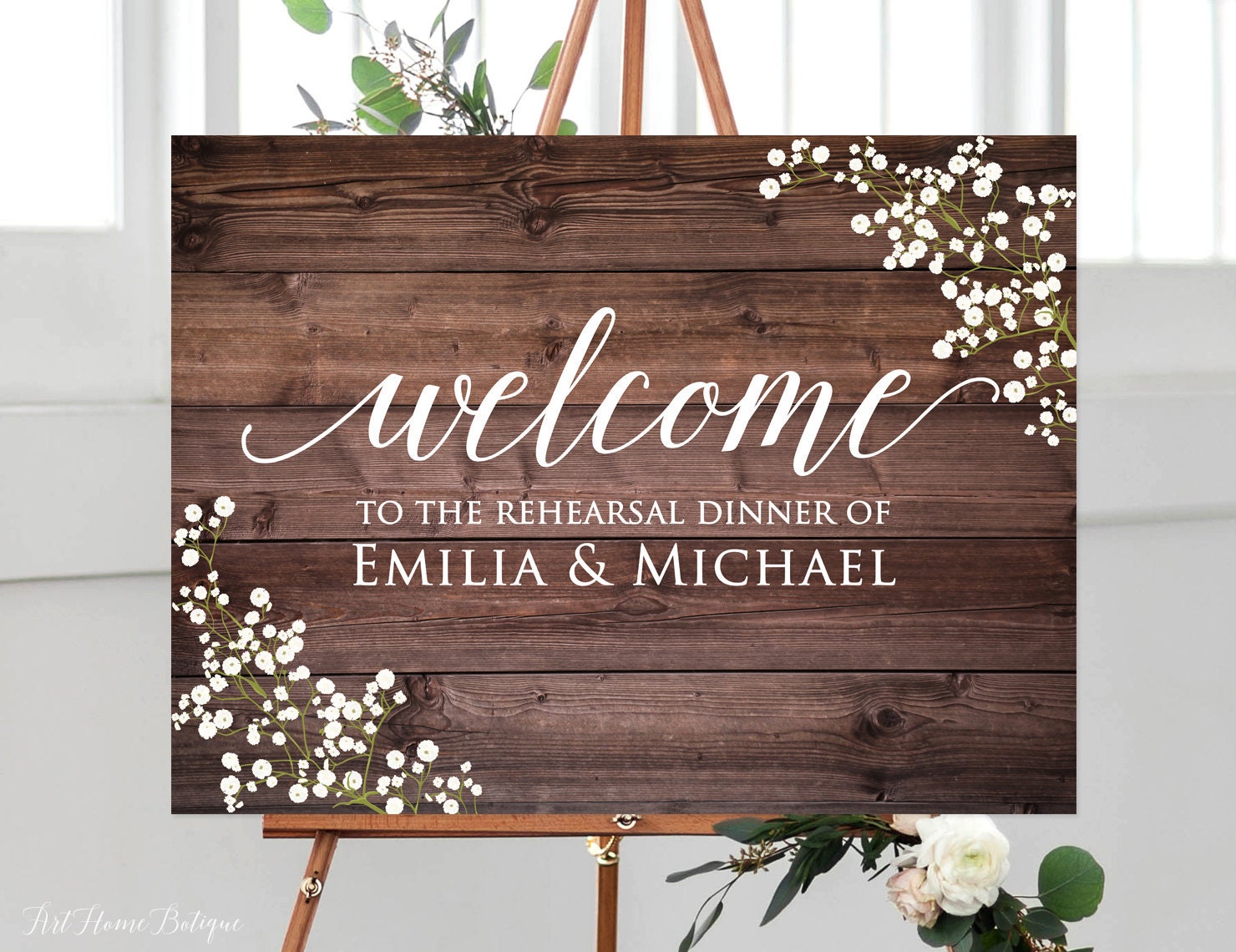 Rustic Rehearsal Dinner Welcome Sign Babys Breath Rehearsal | Etsy