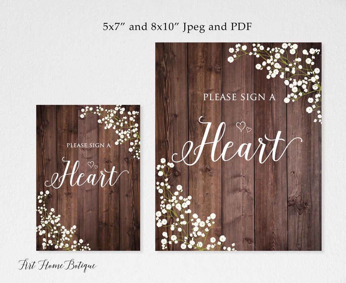 Please Sign A Heart Sign Heart Guest Book Sign Babys - Etsy