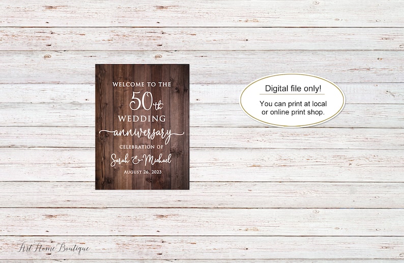 Rustic Anniversary Welcome Sign, Country Wedding Anniversary Sign, 50th ...