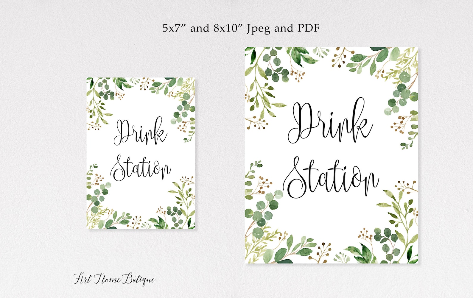 Drink Station Sign Cocktail Bar Sign Greenery Bar Sign | Etsy