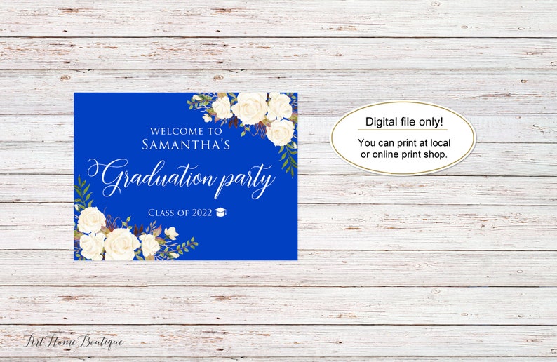 Royal Blue Graduation Party Welcome Sign Blue Graduation - Etsy