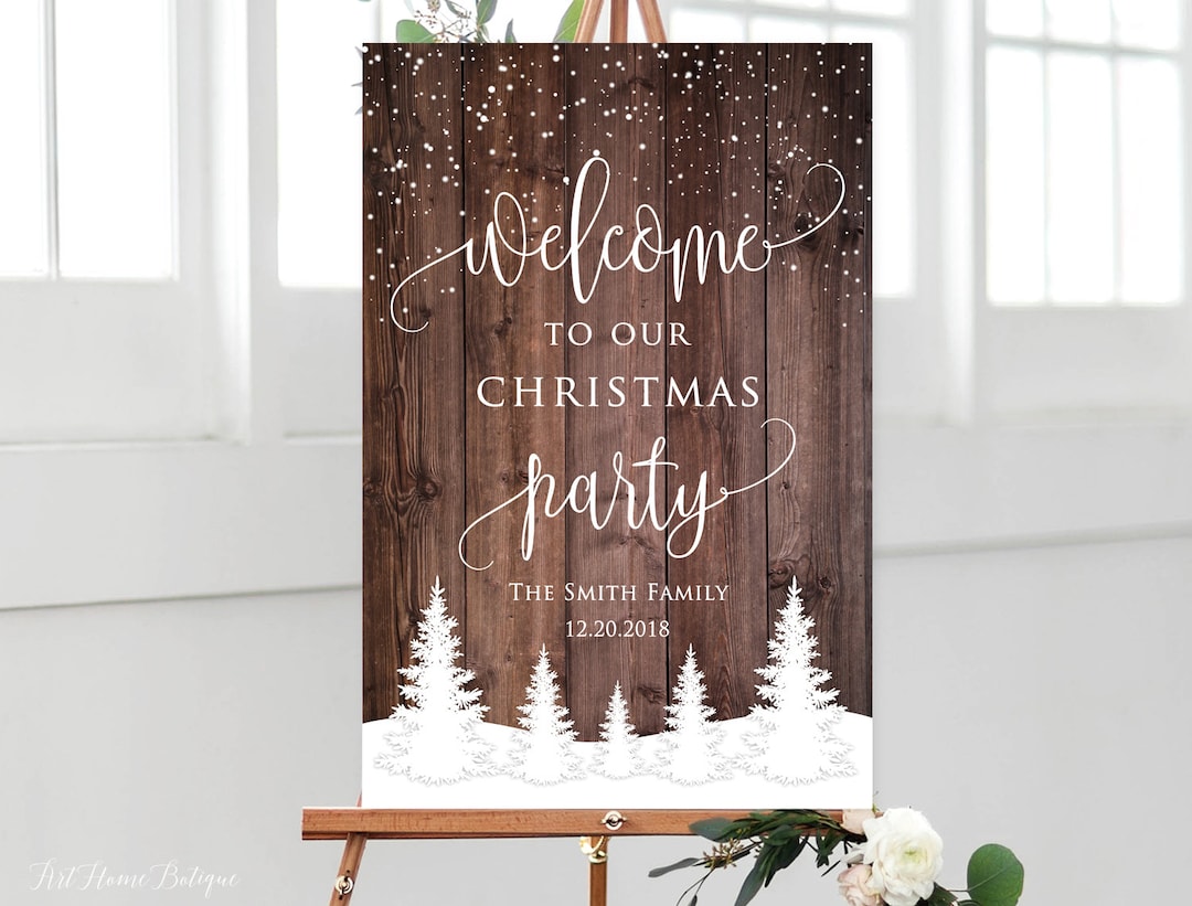 Christmas Welcome Sign, Christmas Party Welcome Sign, Holiday Party ...