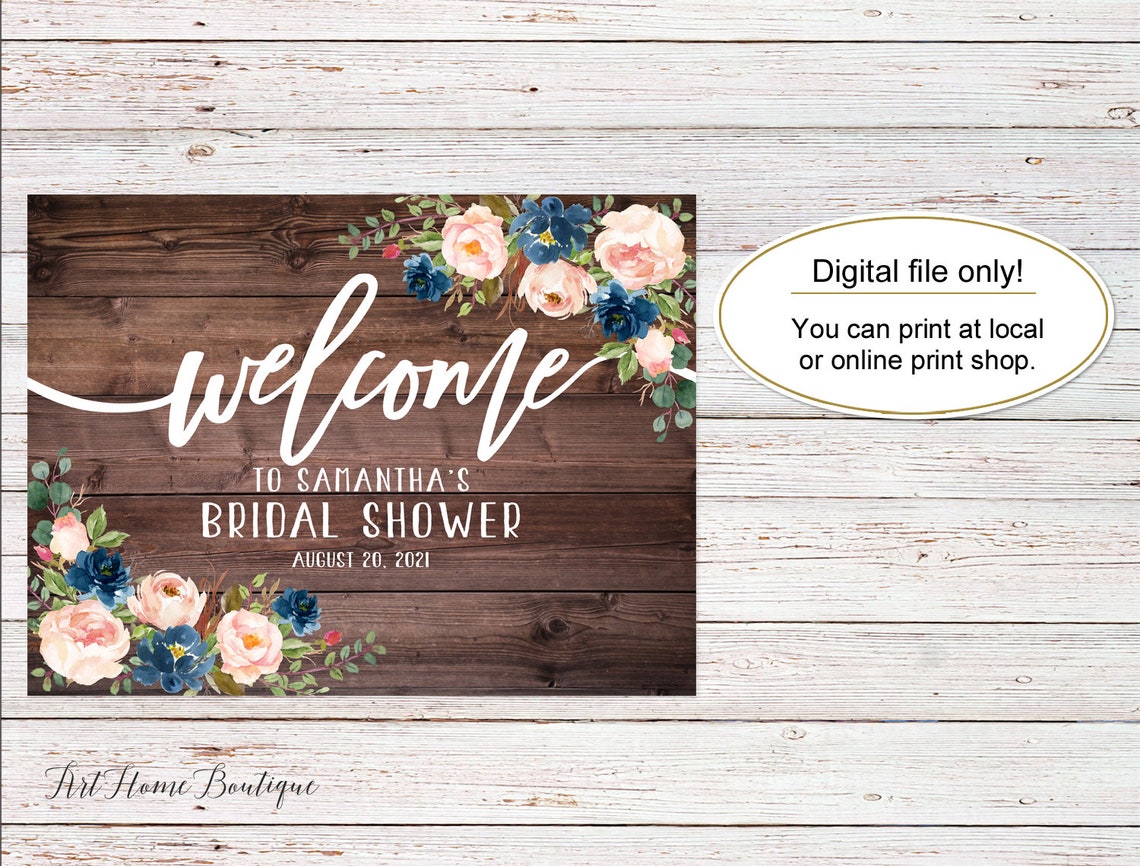 Rustic Bridal Shower Welcome Sign Large Welcome Sign Floral - Etsy