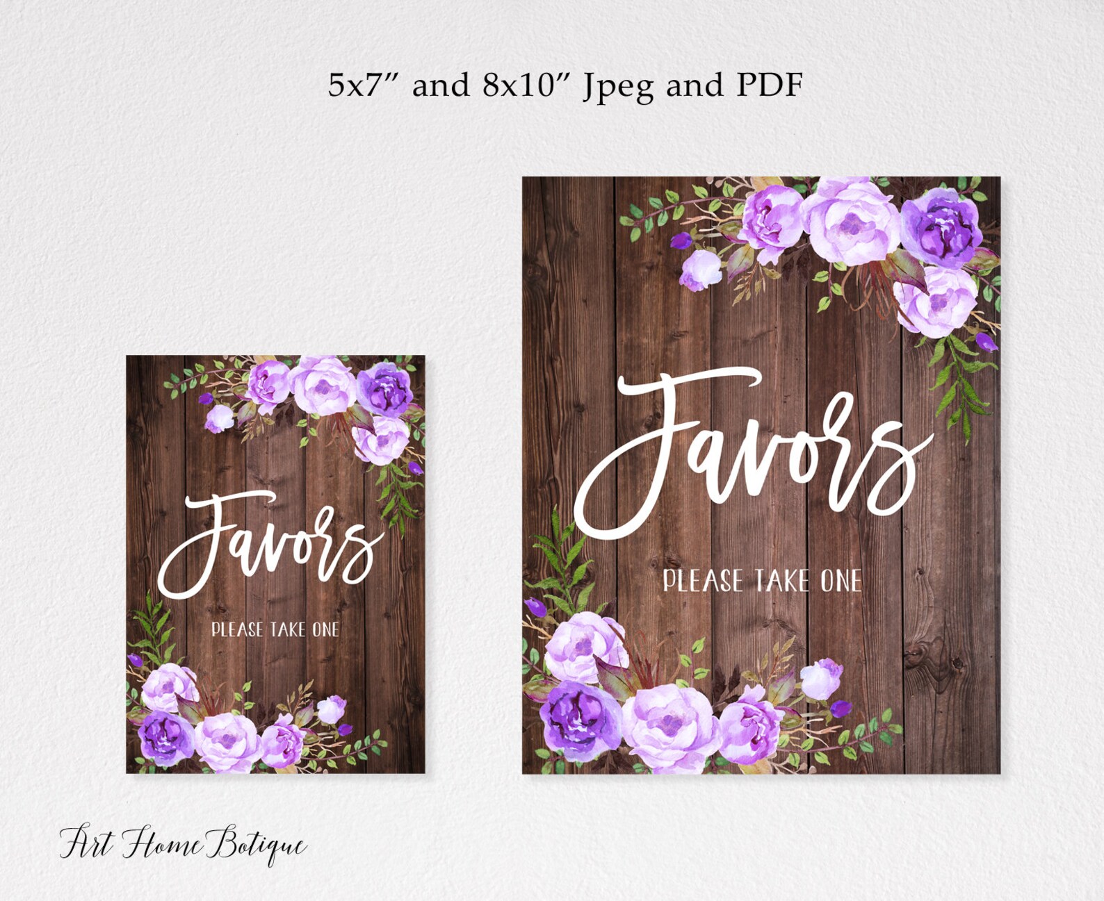 Favors Sign, Wedding Favor Sign, Please Take One Sign, Purple Wedding ...