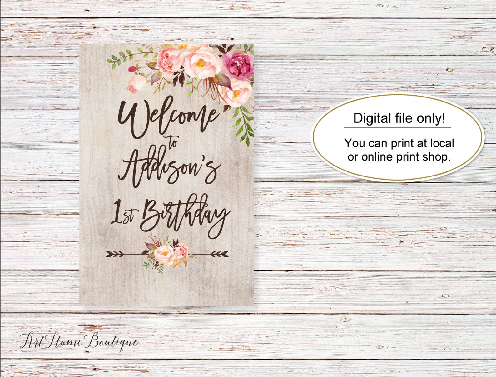 1st Birthday Welcome Sign Welcome to First Birthday Sign Any - Etsy