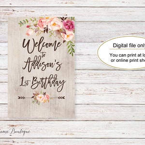 1st Birthday Welcome Sign, Welcome to First Birthday Sign, Any Age ...