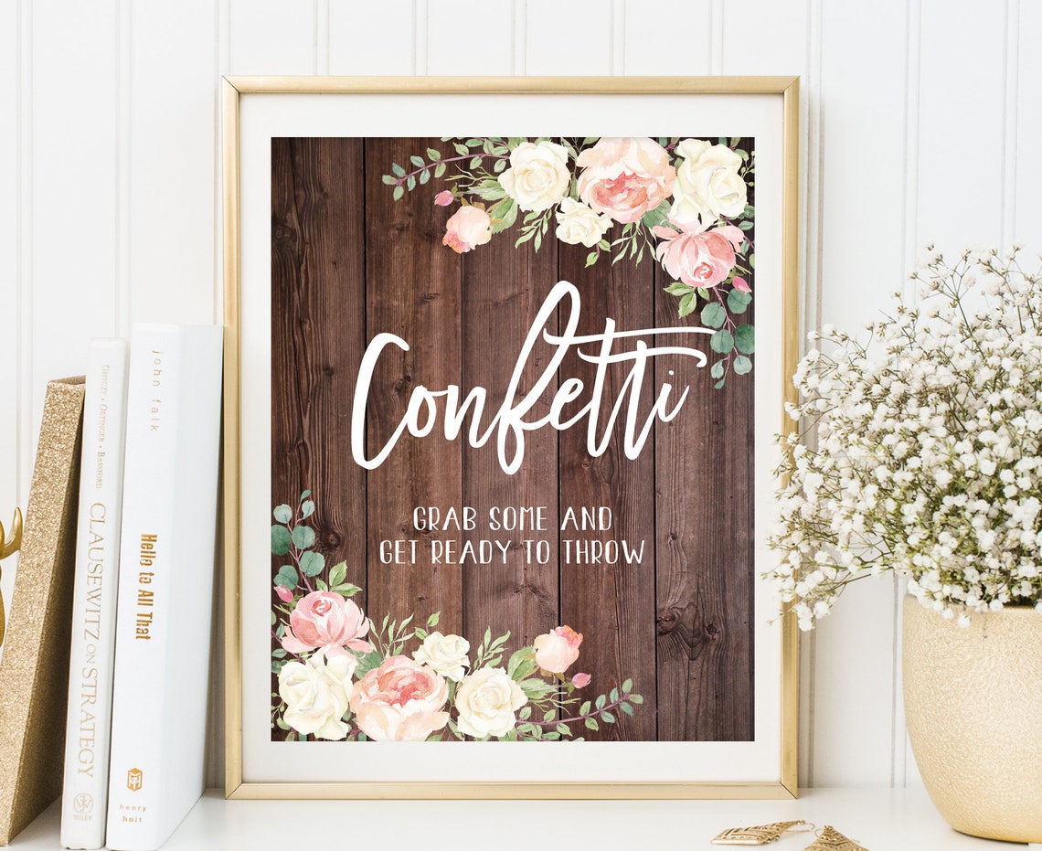 Confetti Sign, Confetti Send off Sign Wedding Sign, Rustic Confetti ...