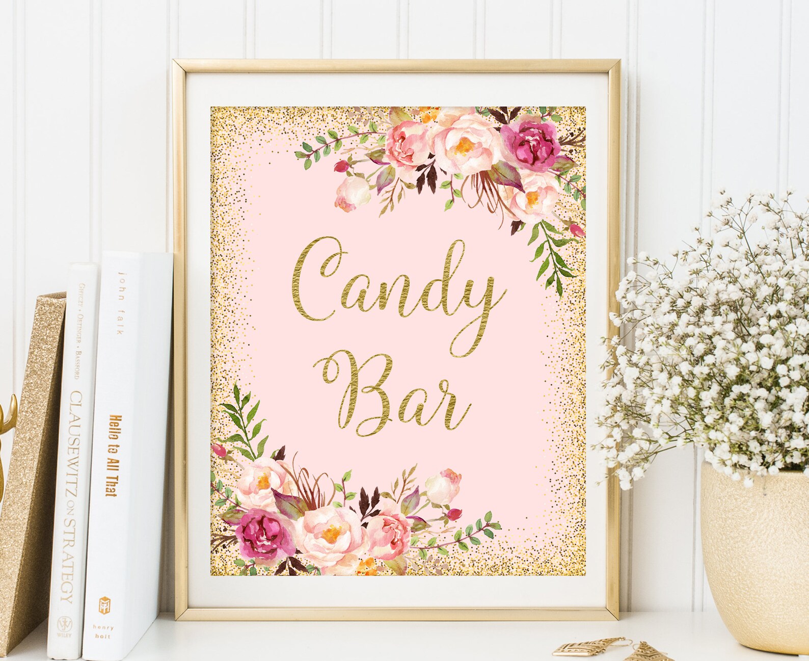 Candy Bar Sign Wedding Bar Sign Floral Printable Sign Pink | Etsy