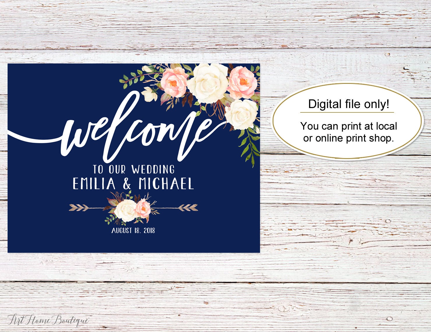 Navy Welcome Wedding Sign Welcome to Our Wedding Sign - Etsy