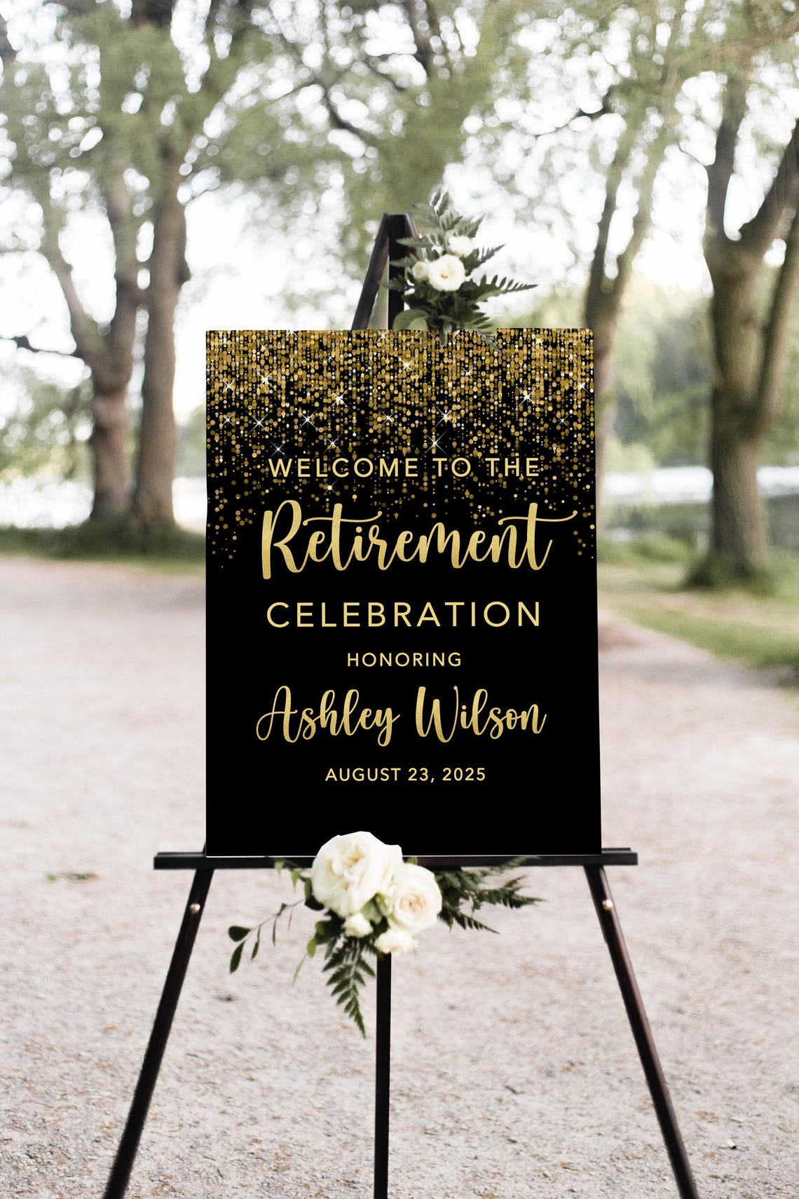Black Gold Retirement Welcome Sign, Black Retirement Celebration ...