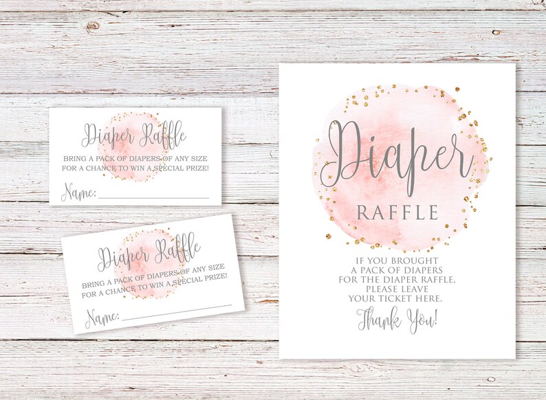 Pink and Gray Baby Shower Diaper Raffle Tickets Pink Gray | Etsy