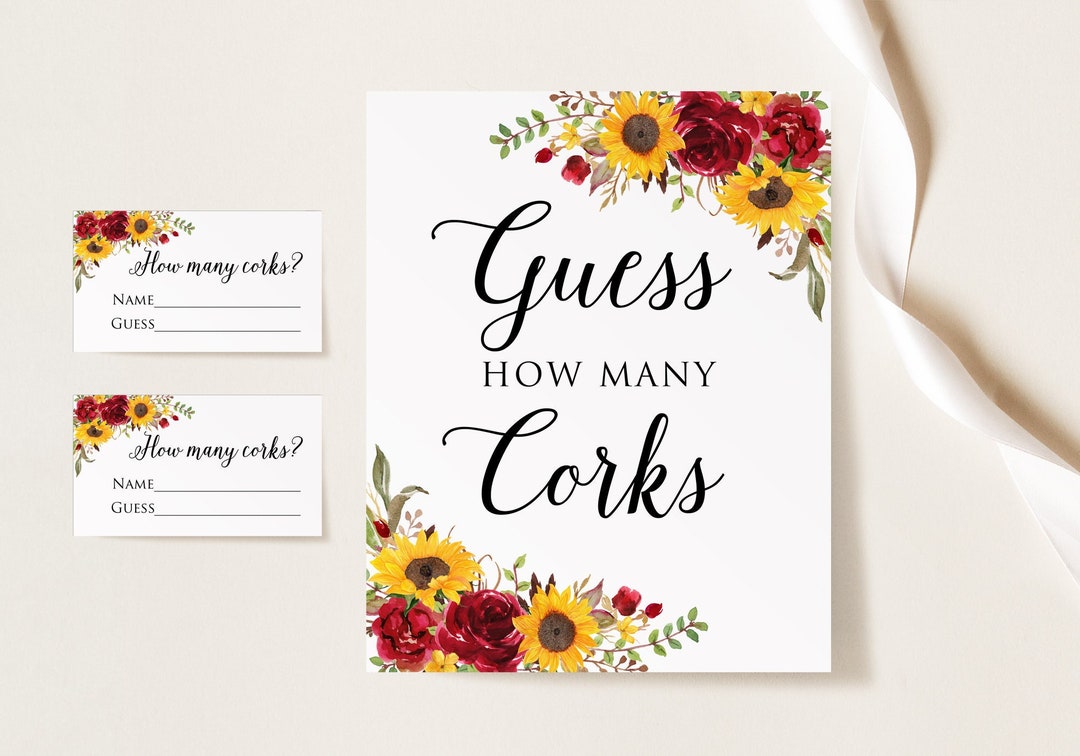 Guess How Many Corks Game, Sunflower Bridal Shower Guess Game ...