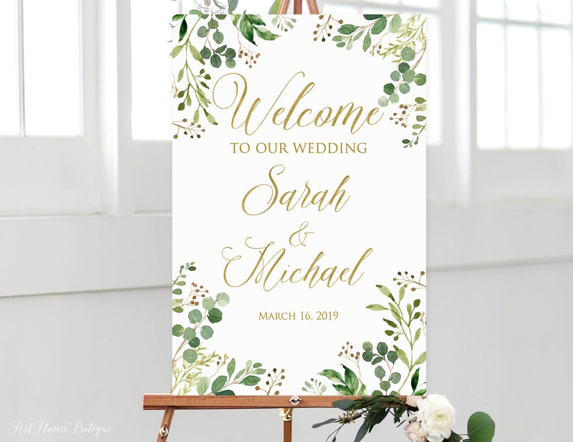 Greenery Wedding Welcome Sign Garden Wedding Welcome Sign - Etsy