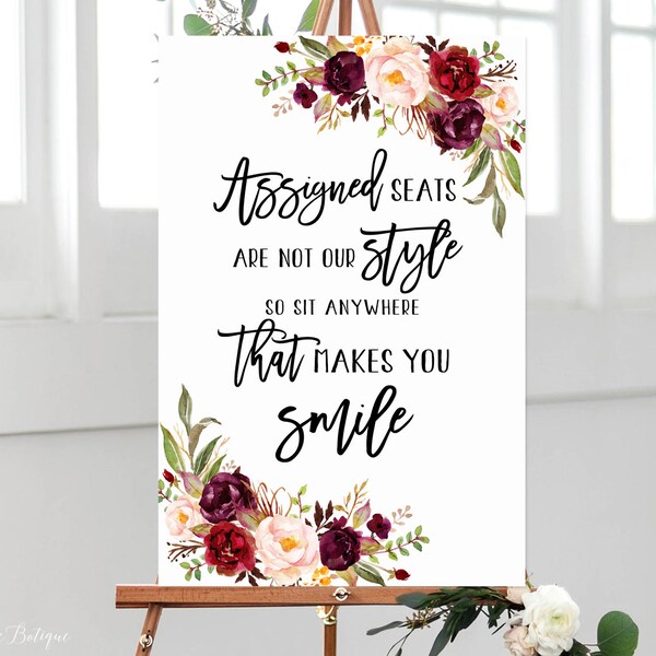 Wedding Signs No Assigned Seats - Etsy