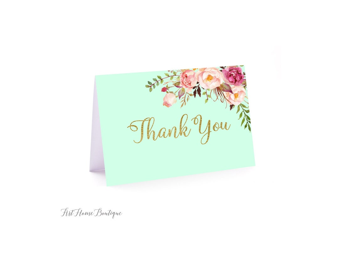Thank You Cards, Floral Folded Thanks Card, Thank You Notes, Thank You ...