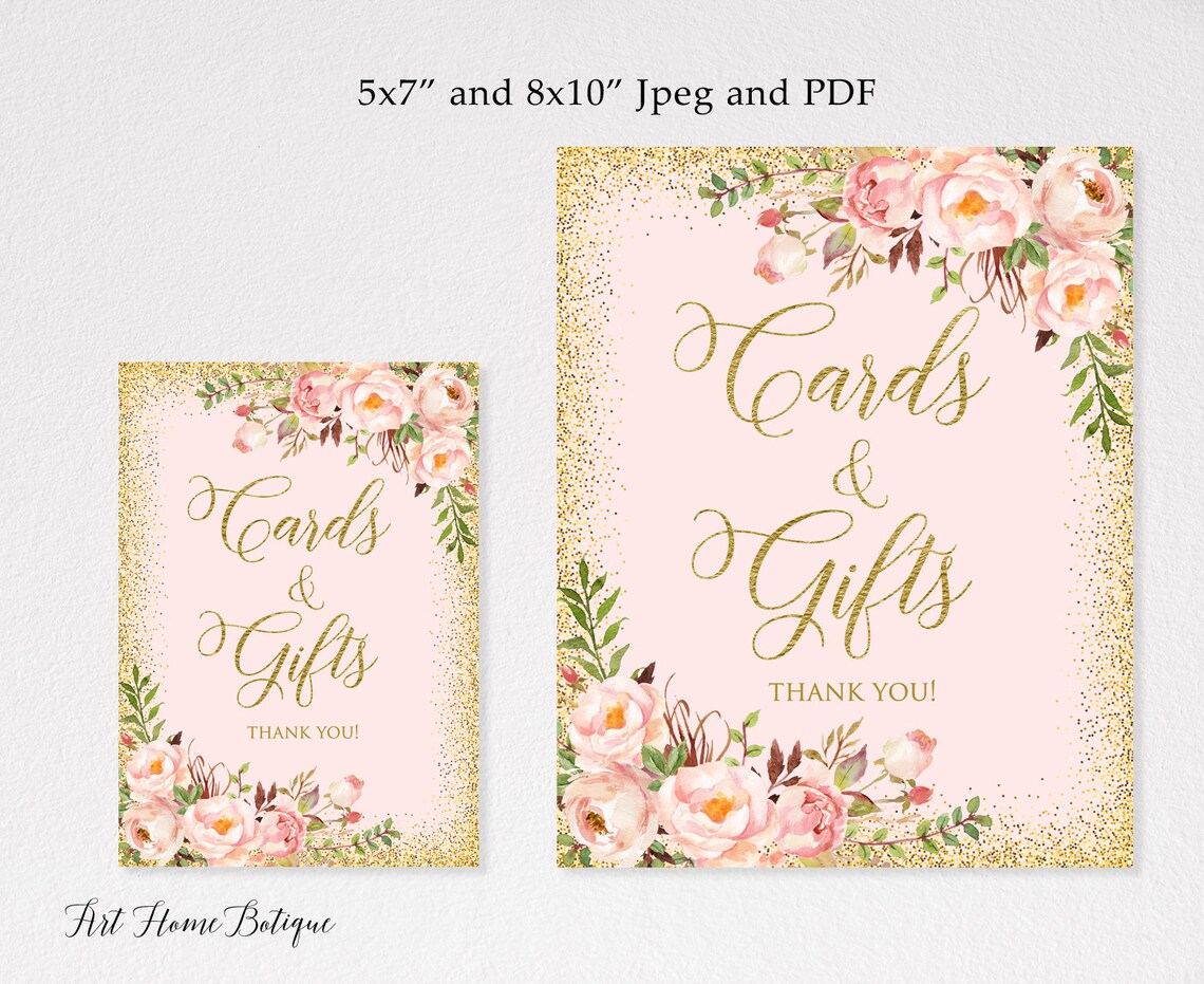 Cards and Gifts Sign Gift Table Sign Floral Printable Sign | Etsy