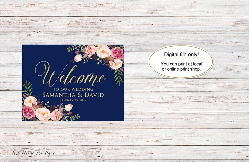 Navy Welcome Wedding Sign Welcome to Our Wedding Sign Blue - Etsy