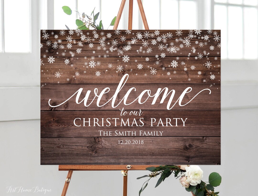 Christmas Welcome Sign, Rustic Snowflakes Welcome Sign, Landscape ...