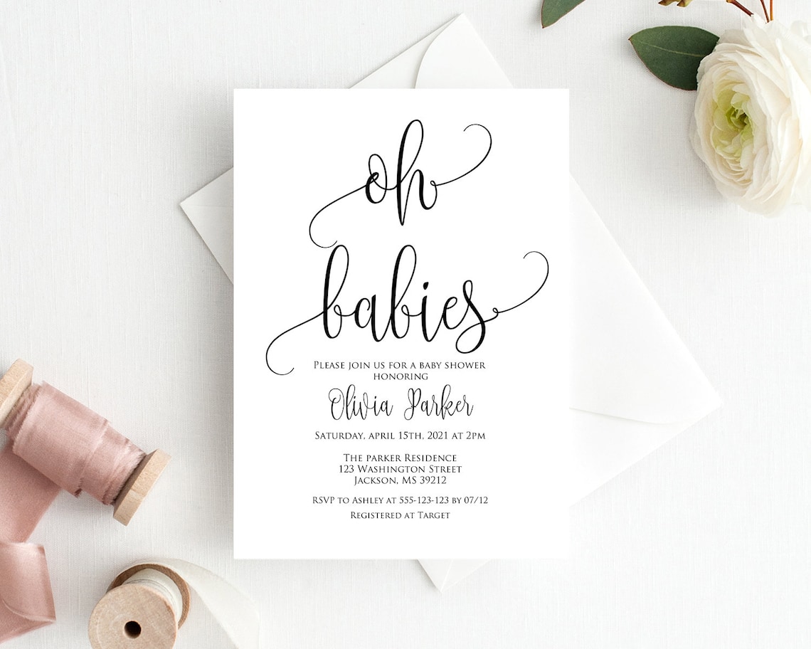 Baby Shower Invitation Oh Babies Invitation Classic Baby - Etsy