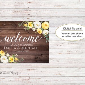 Yellow Rustic Wedding Welcome Sign, Welcome to Our Wedding Sign, Yellow ...