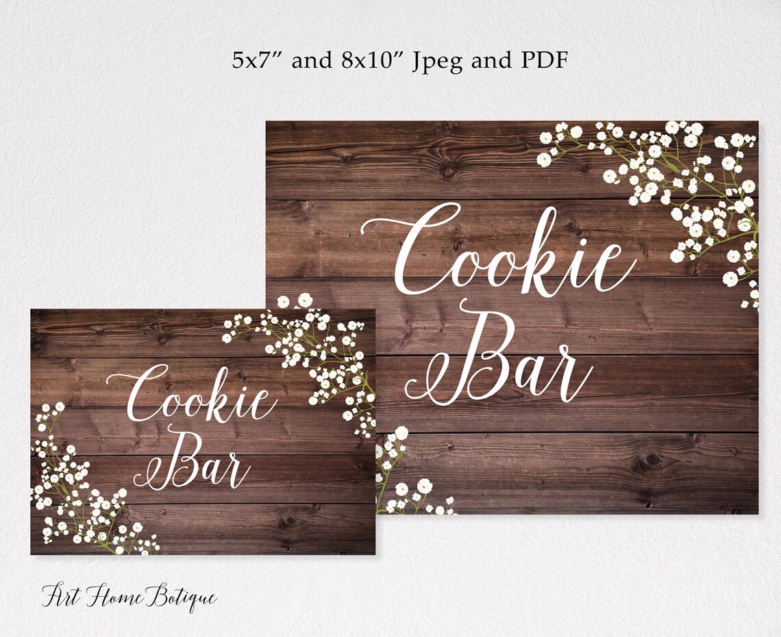 Rustic Cookie Bar Sign Cookie Sign Dessert Table Sign Favor | Etsy