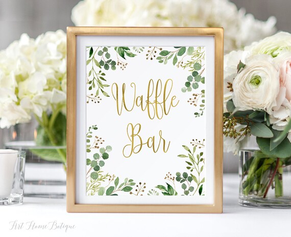 Waffle Bar Sign Buffet Sign Greenery Buffet Sign Printable | Etsy
