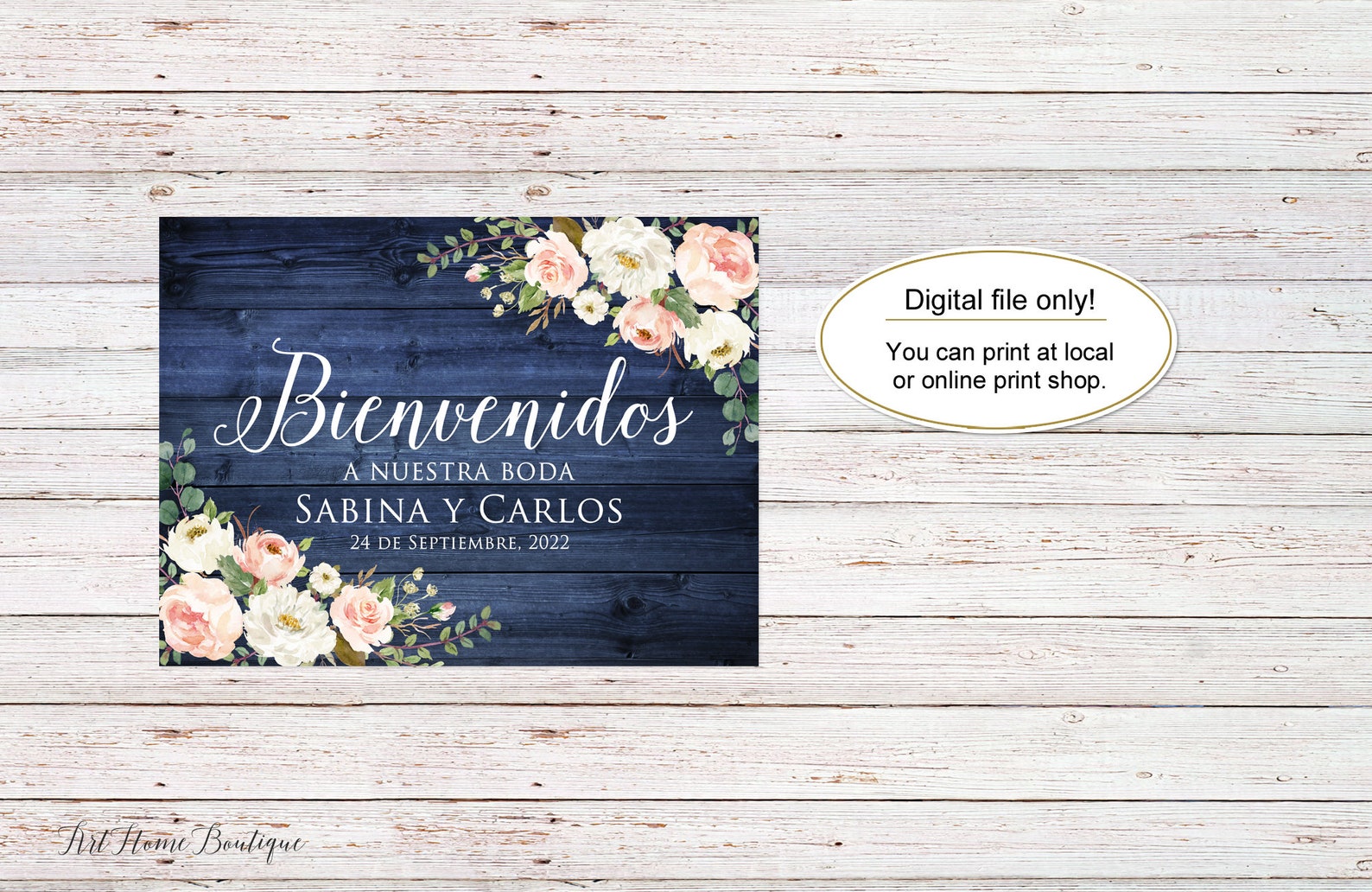 Bienvenidos a Nuestra Boda Spanish Welcome Sign Rustic Navy - Etsy