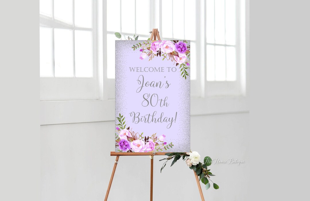 Purple Birthday Welcome Sign, Welcome to Birthday Sign, Lavender ...