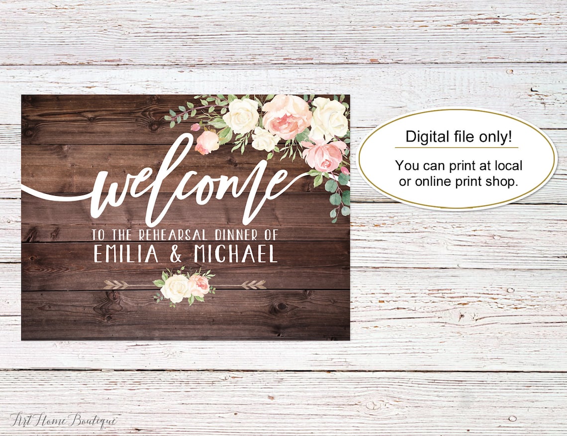 Rustic Rehearsal Dinner Welcome Sign Rehearsal Wedding Sign - Etsy
