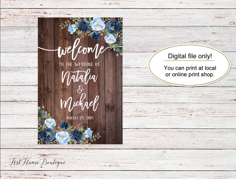 Blue Wedding Welcome Sign Rustic Welcome Wedding Sign - Etsy