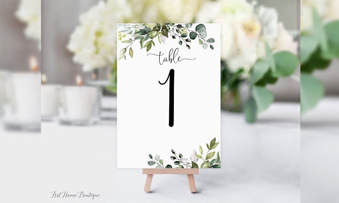 Botanical Table Numbers, Greenery Wedding Table Numbers, Greenery Table ...