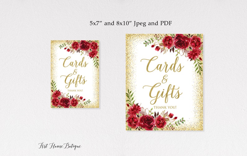 Red Floral Cards and Gifts Sign Gift Table Sign Floral - Etsy