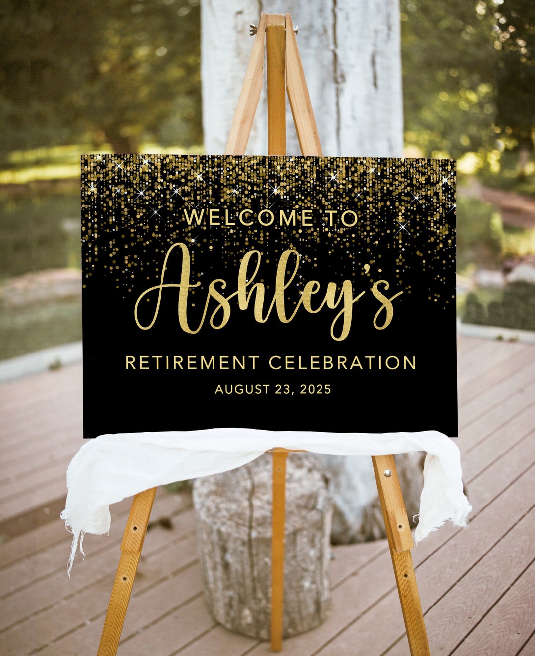 Black and Gold Retirement Welcome Sign, Black Retirement Celebration ...