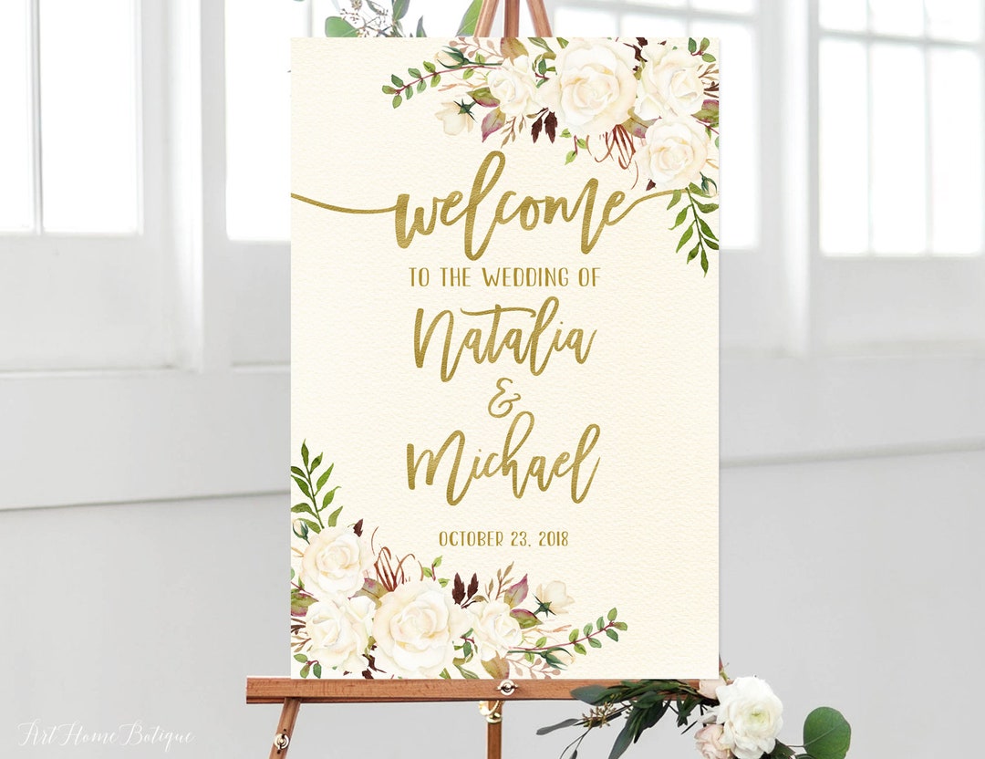 Welcome Wedding Sign, Ivory Welcome Wedding Sign, Welcome to Our ...