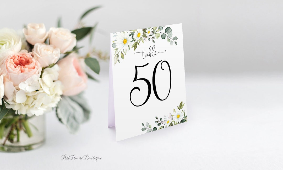 Daisy Table Numbers, Tented Table Numbers, Folded Table Numbers, Tent ...