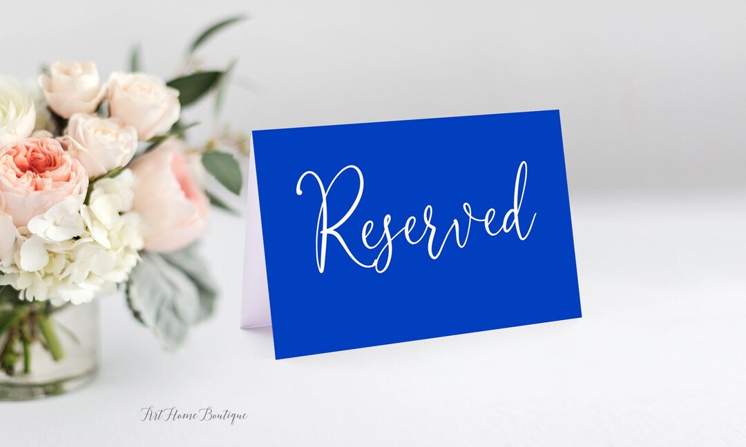 Royal Blue Wedding Reserved Sign, Wedding Reserved Sign, Reserved ...