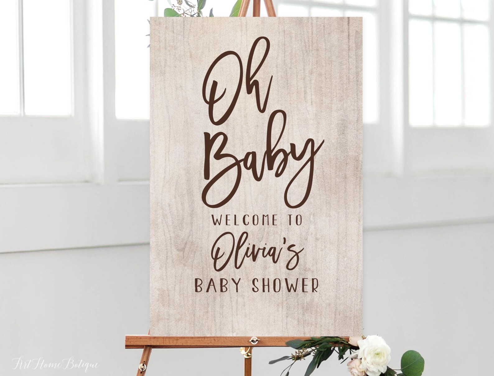 Rustic Welcome Baby Shower Sign, Baby Shower Welcome Sign, Large ...