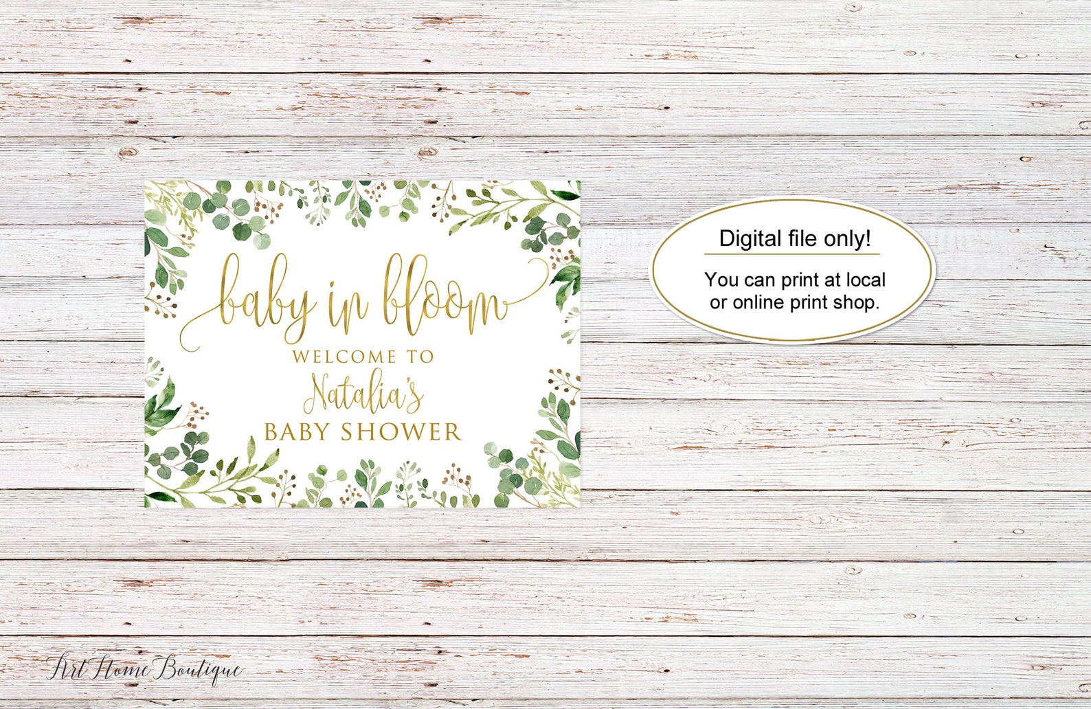 Greenery Baby in Bloom Welcome Sign, Baby Shower Welcome Sign ...