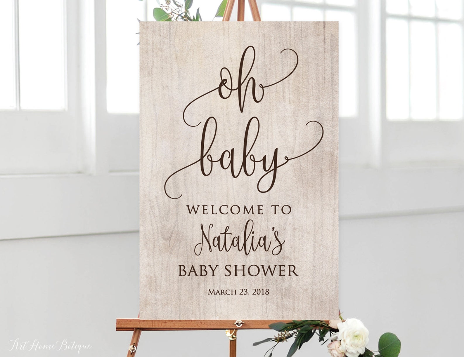 Oh Baby Welcome Sign Rustic Baby Shower Welcome Sign | Etsy