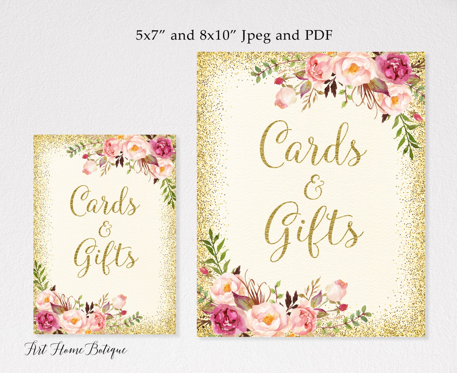 Cards and Gifts Sign Gift Table Sign Floral Printable Sign - Etsy