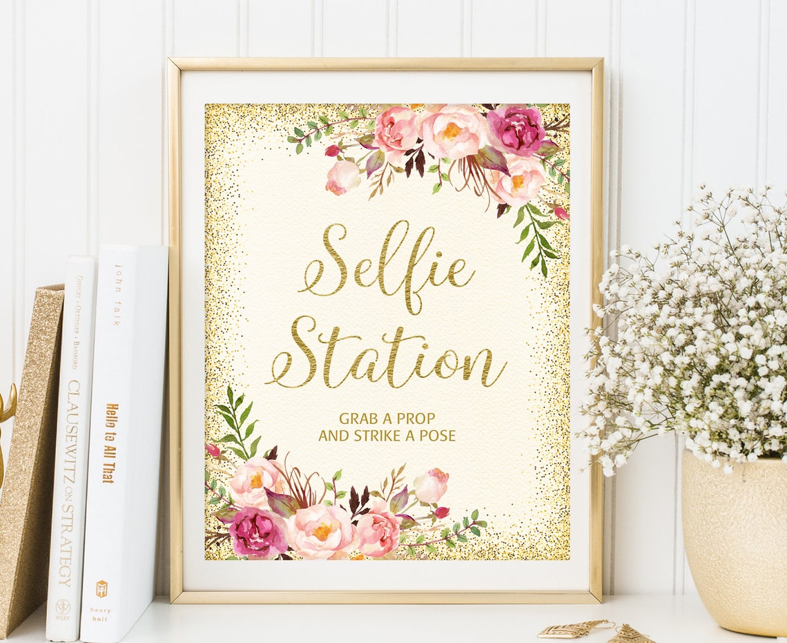 Selfie Station Sign, Photo Booth Sign, Grab a Prop and Strike a Pose ...