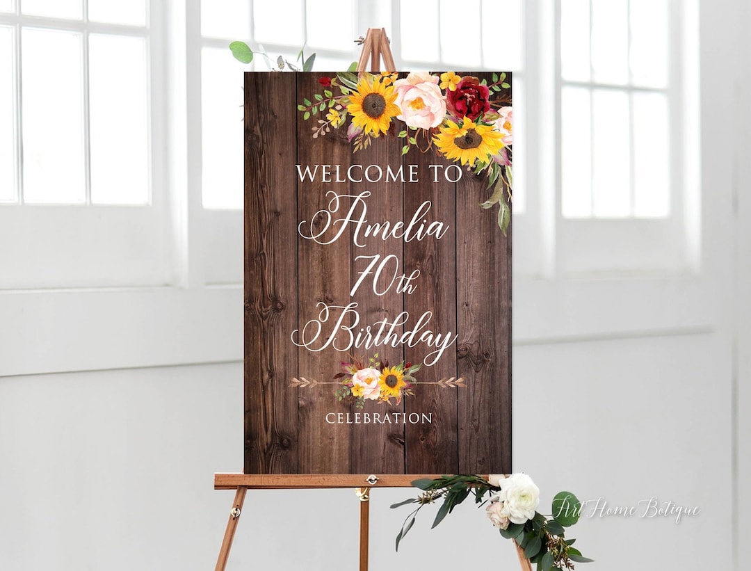 Sunflowers Birthday Welcome Sign, Welcome to Birthday Sign, Large ...