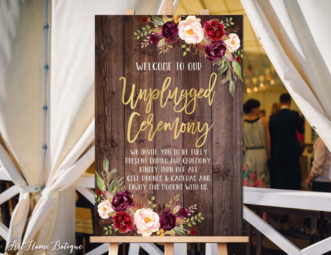 Unplugged Ceremony Sign Unplugged Wedding Sign Unplugged | Etsy