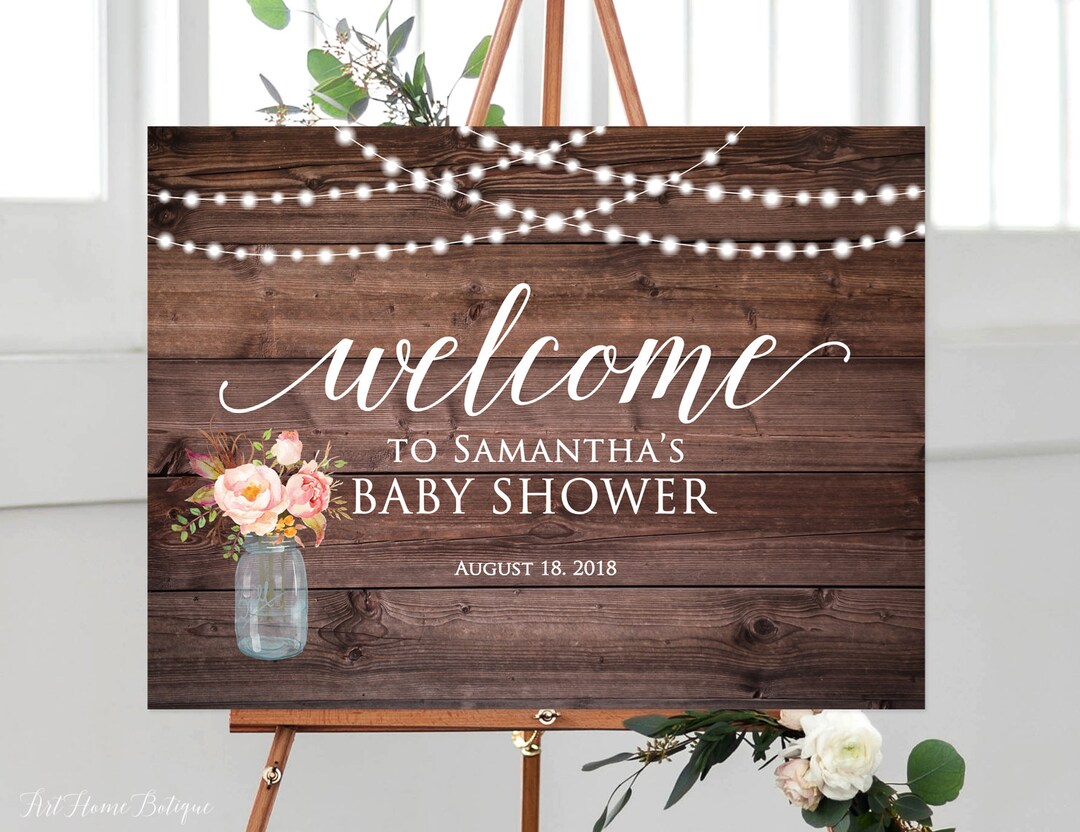 Rustic Baby Shower Welcome Sign, Welcome to Baby Shower Sign ...
