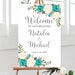 Teal Wedding Welcome Sign, Floral Wedding Welcome Sign, Turquoise ...