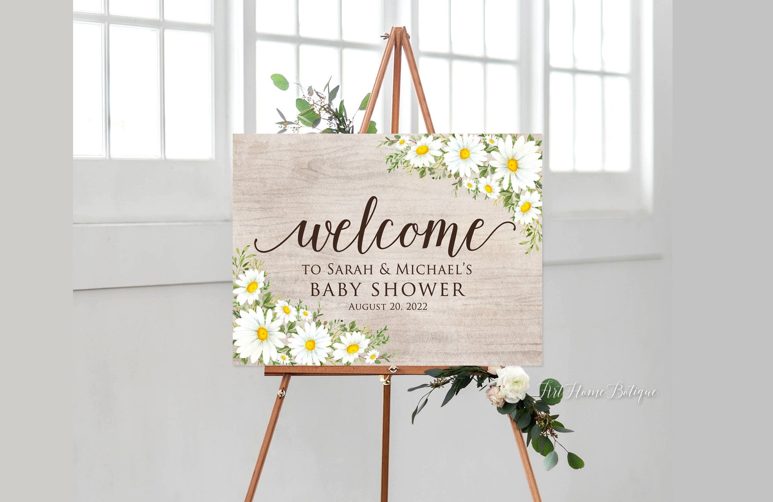Rustic Daisy Baby Shower Welcome Sign, Daisies Baby Shower Welcome Sign ...