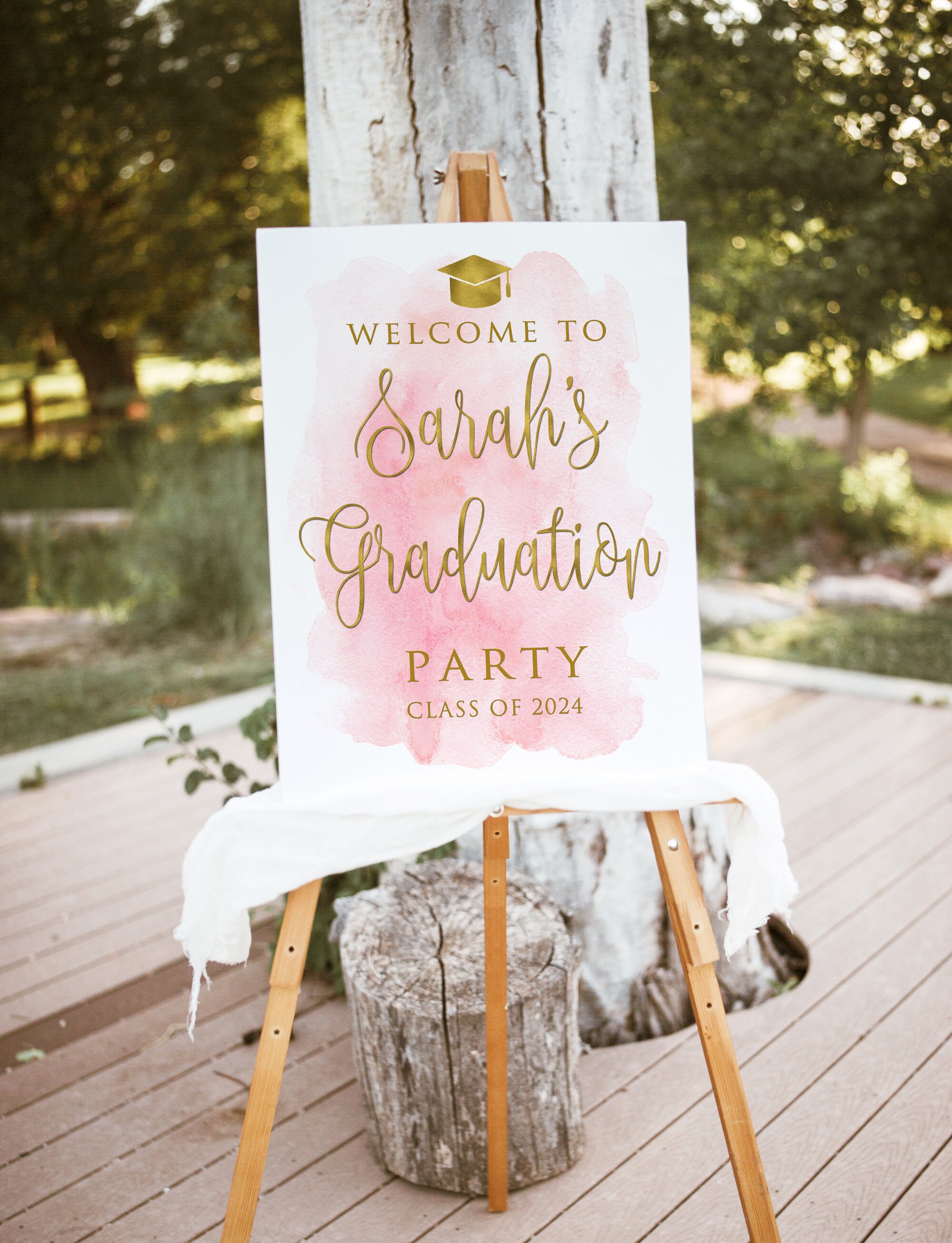 Printed or Digital Pink Watercolor Graduation Welcome Sign, W897-3 - Etsy