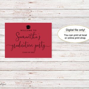 Red Graduation Party Welcome Sign, Red Graduation Welcome Sign, Grad ...